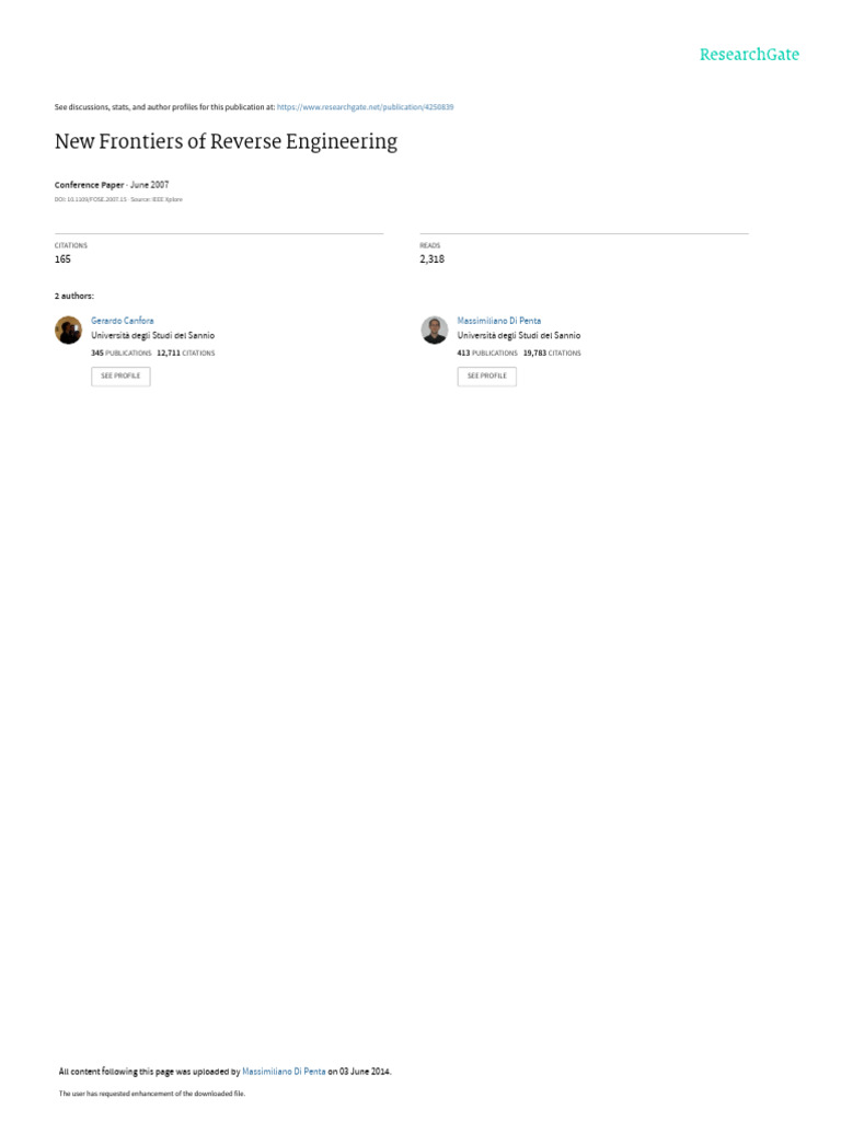 New Frontiers of Reverse Engineering | PDF | Class (Computer Programming) | Source Code