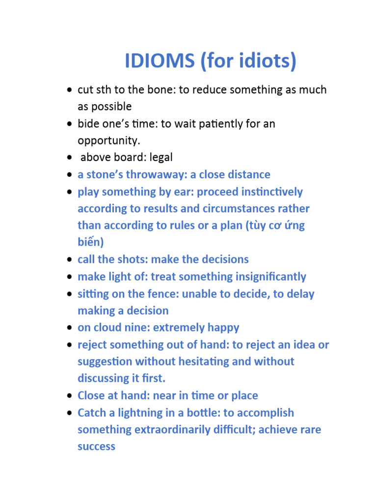 Essential Idioms and Phrasal Verbs Guide | PDF | Language Arts & Discipline