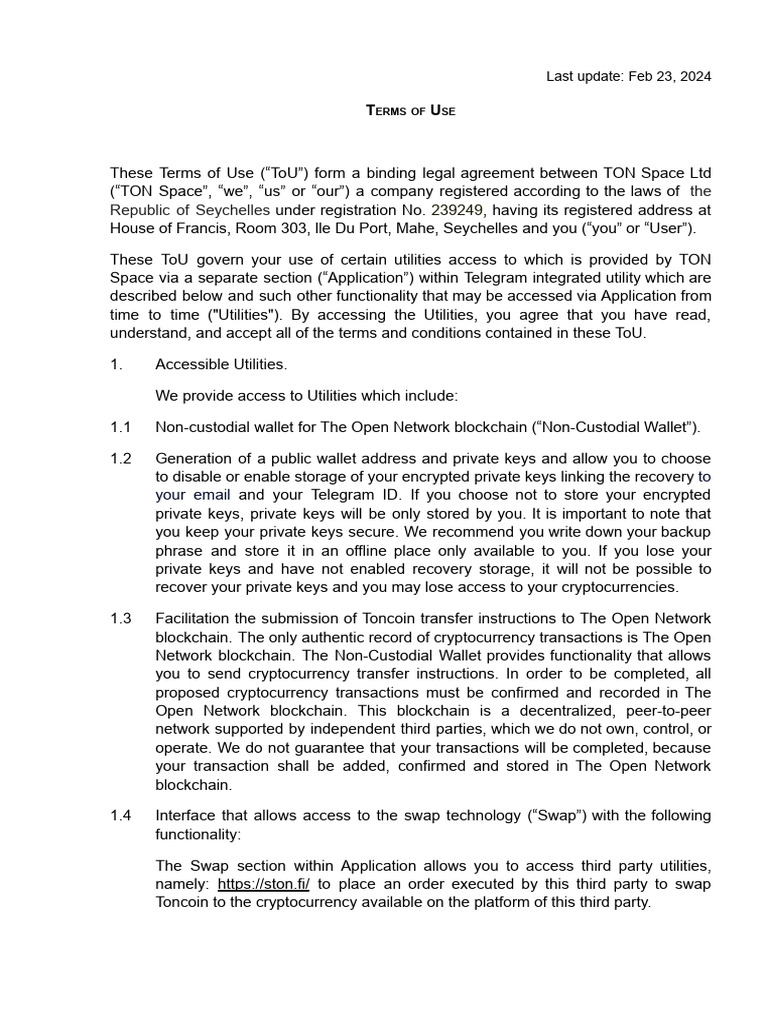 Terms of Use Ton Space | PDF | Damages | Indemnity