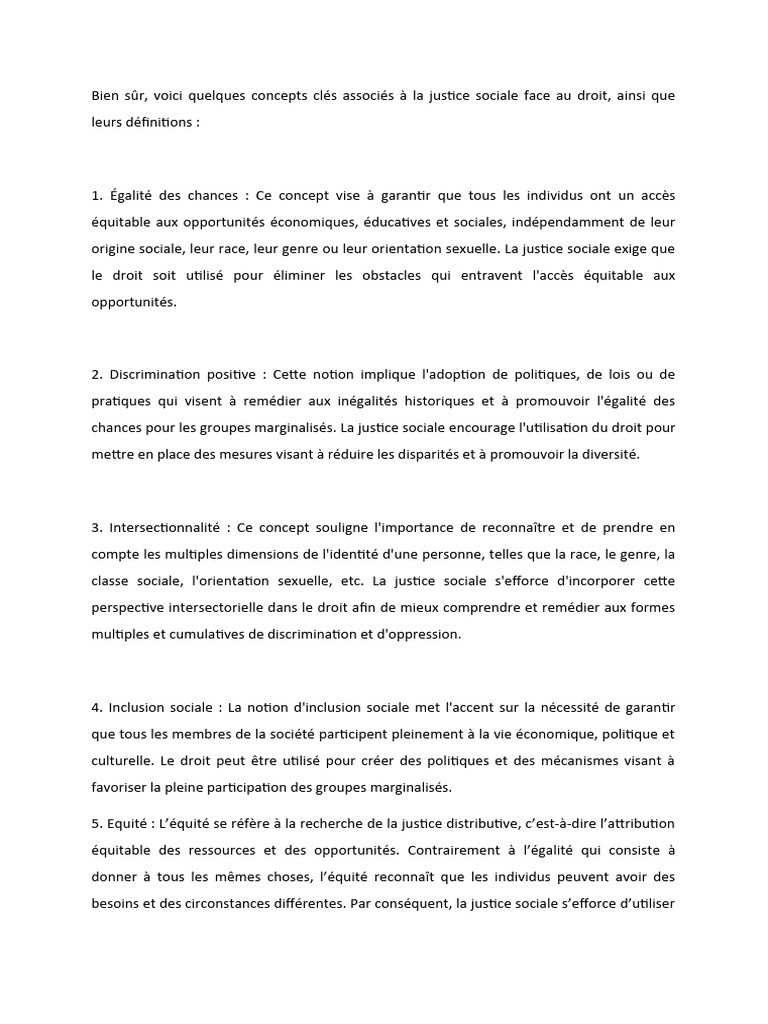 Justice sociale et droit : concepts clés | PDF | Droit