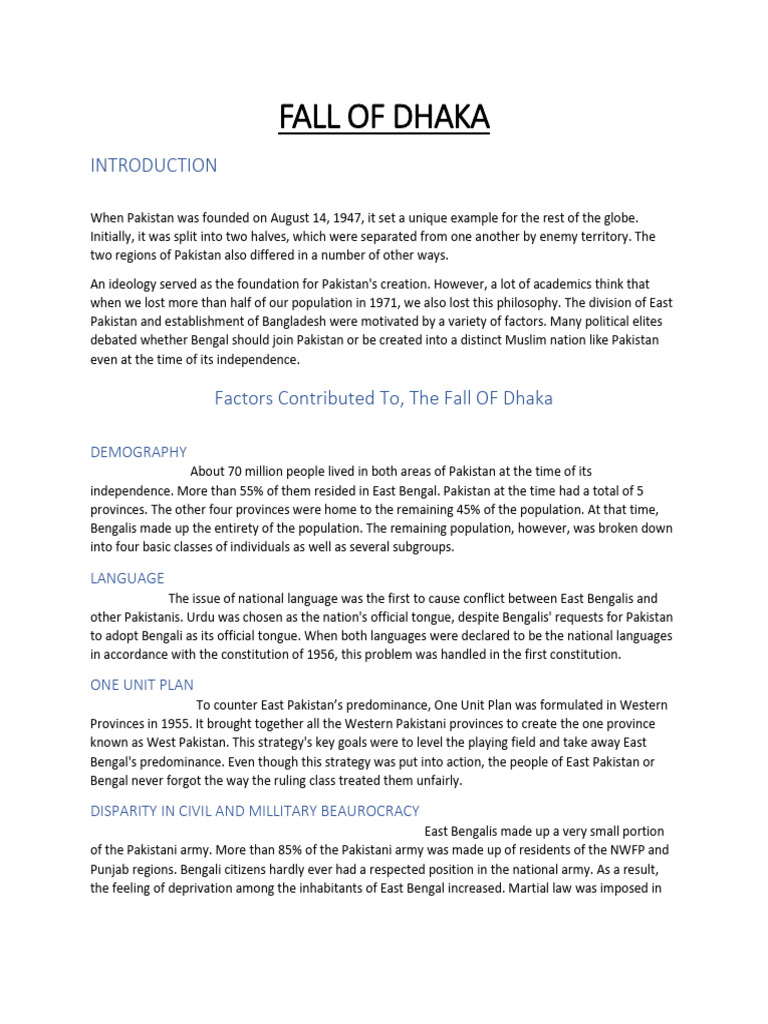 Fall of Dhaka | PDF | Pakistan | Bengal