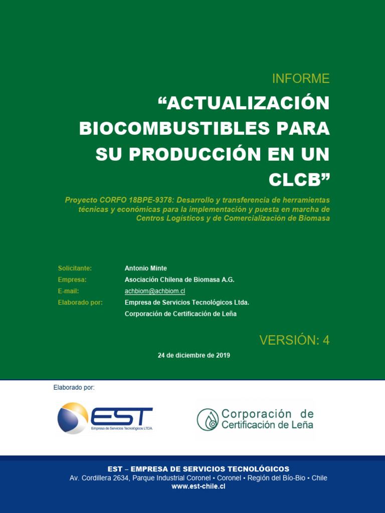 INFORME FINAL Biocombustibles CLCB | PDF | Biomasa | Biocombustible