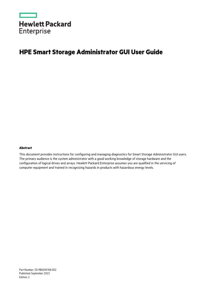HPE - Dp00002639en - Us - HPE Smart Storage Administrator GUI User ...