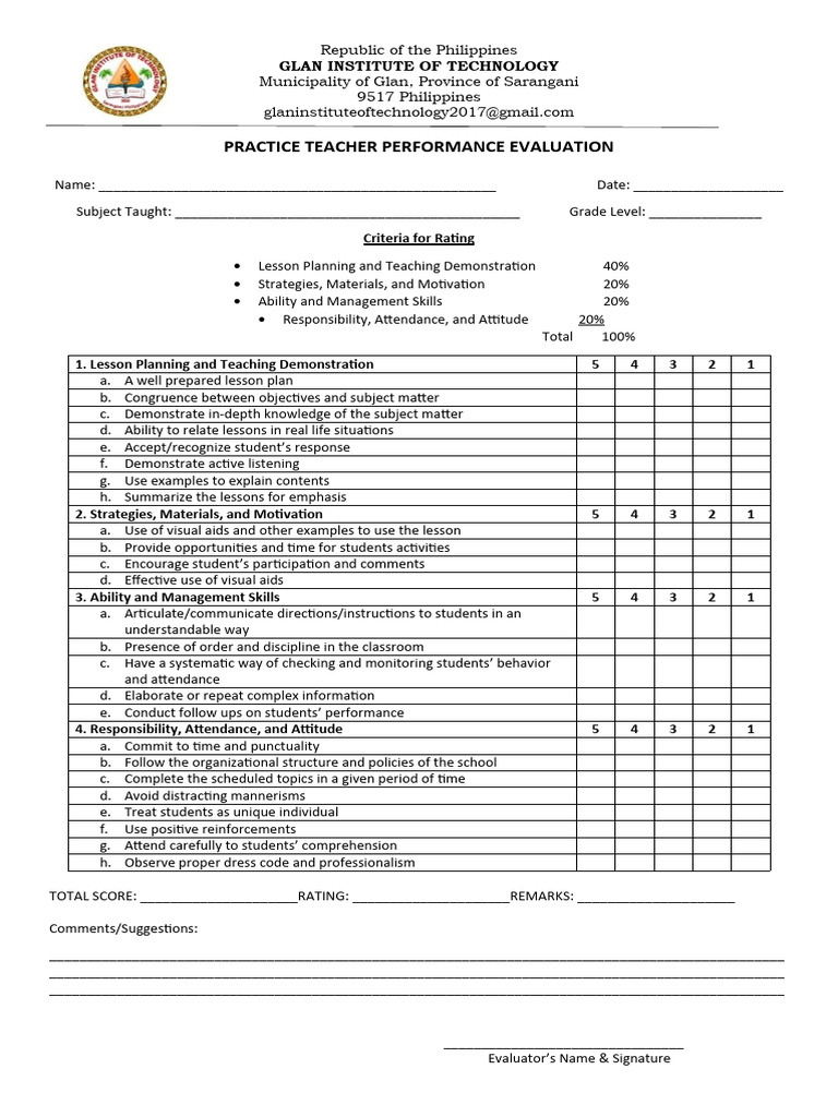 PT Rating Sheet | PDF | Reading Comprehension | Behavioural Sciences