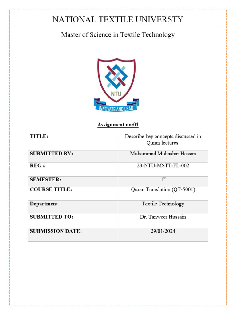 Quran Translation Assignment | PDF