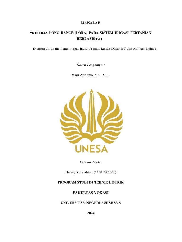 061 - HELMY RASENDRIYA - 23B - MAKALAH - DASARIOT - LoRa | PDF