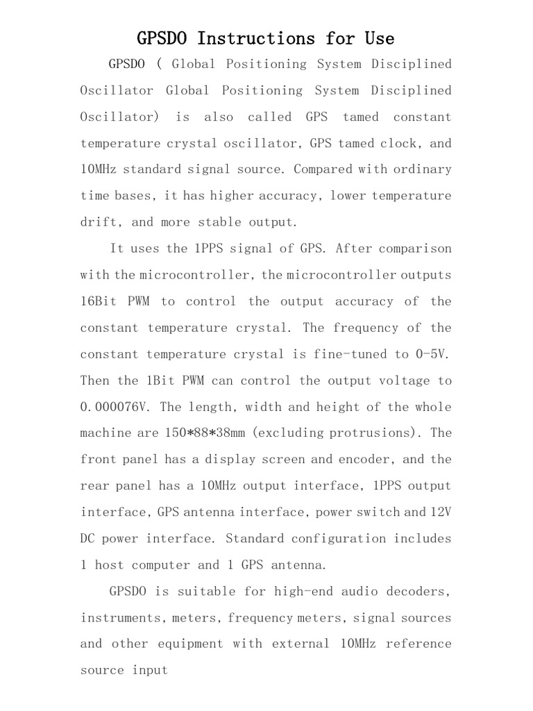 GPSDO Setup for Precision Devices | PDF | Global Positioning System | Electronic Oscillator