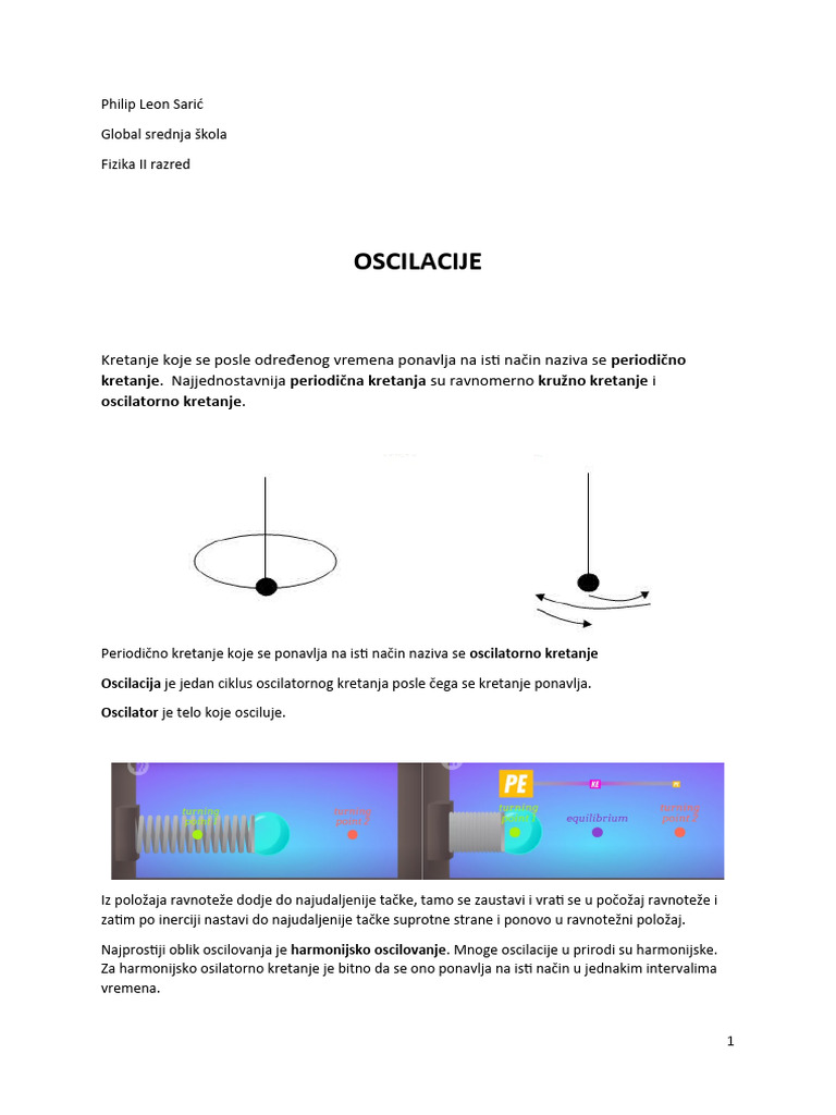 Oscilacije Referat | PDF