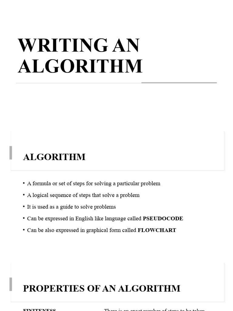 Week 4 - Writing An Algorithm | PDF | Algorithms | Computer Program Week 4 - Writing An Algorithm | PDF | Algorithms | Computer Program