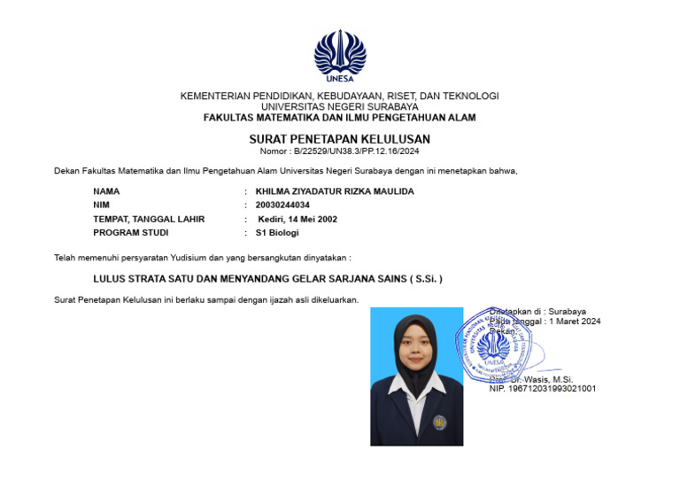 Yudisium - Unesa.ac - Id Cetak SPK New | PDF