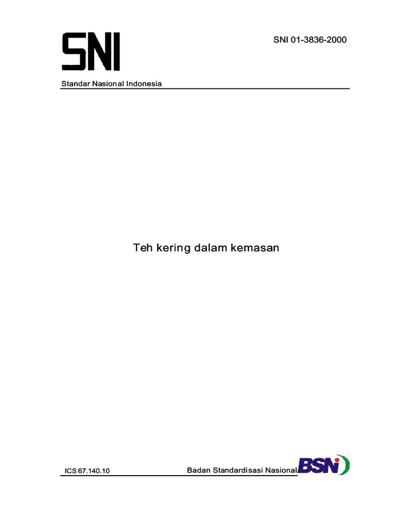 SNI 01-3836-2000 Teh Kering Dalam Kemasan | PDF