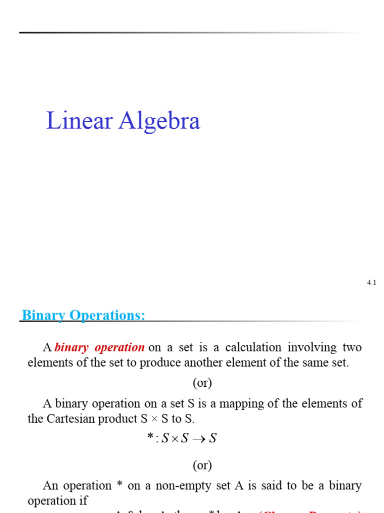 L1 - Linear Algebra - Vector Space Dr. PT | PDF | Vector Space | Group ...