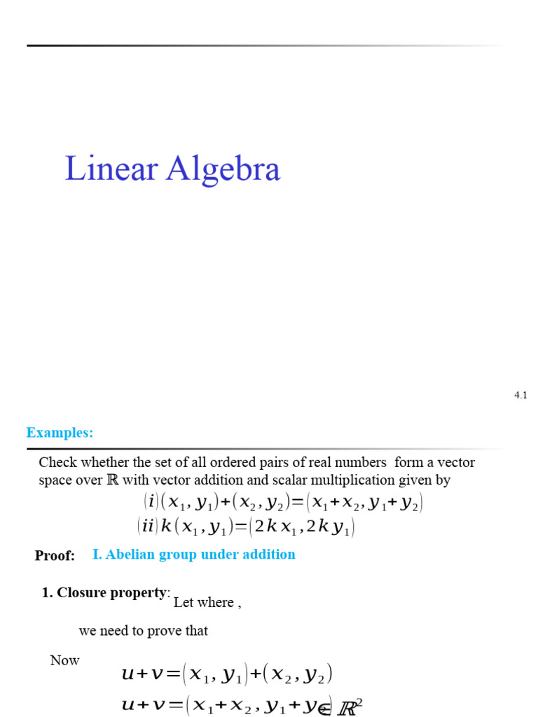 L2 - Linear Algebra - Vector Space Dr. PT | PDF | Vector Space | Scalar ...