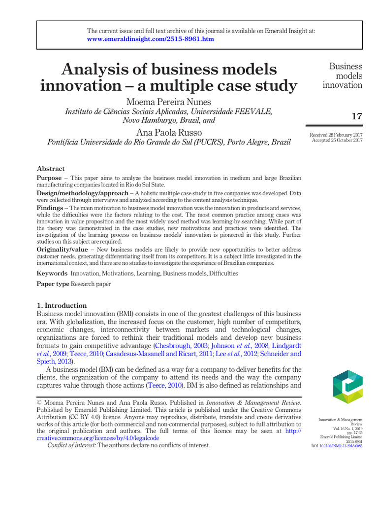 BMI - Innovation Cases Studies | PDF | Innovation | Business Model