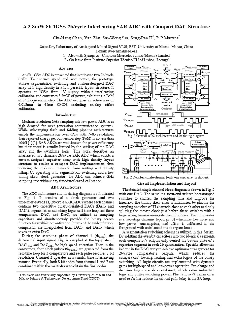 8b 1GS/s Interleaving SAR ADC Design | PDF