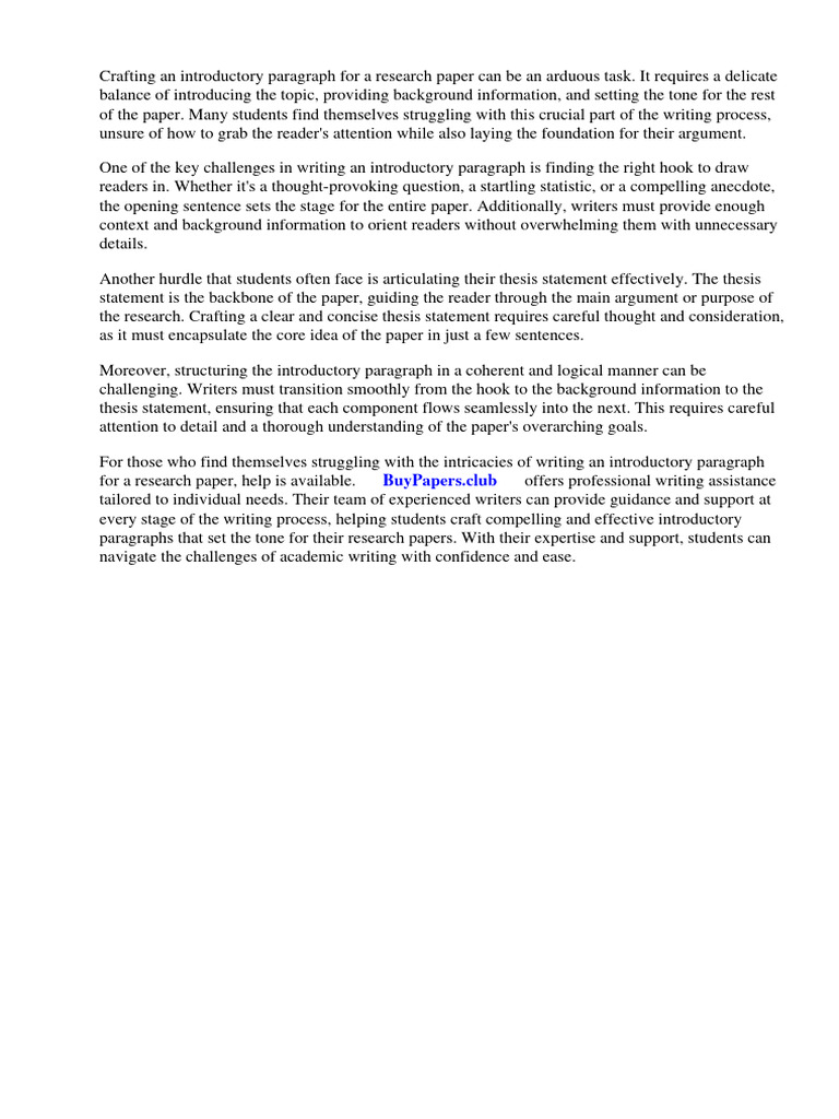 How To Write An Introductory Paragraph Research Paper | PDF | Essays ...