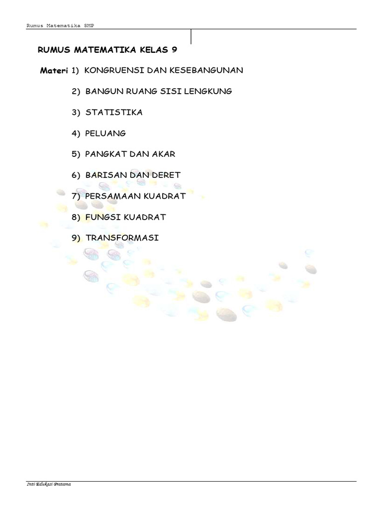 Rumus Matematika Kelas 9 | PDF