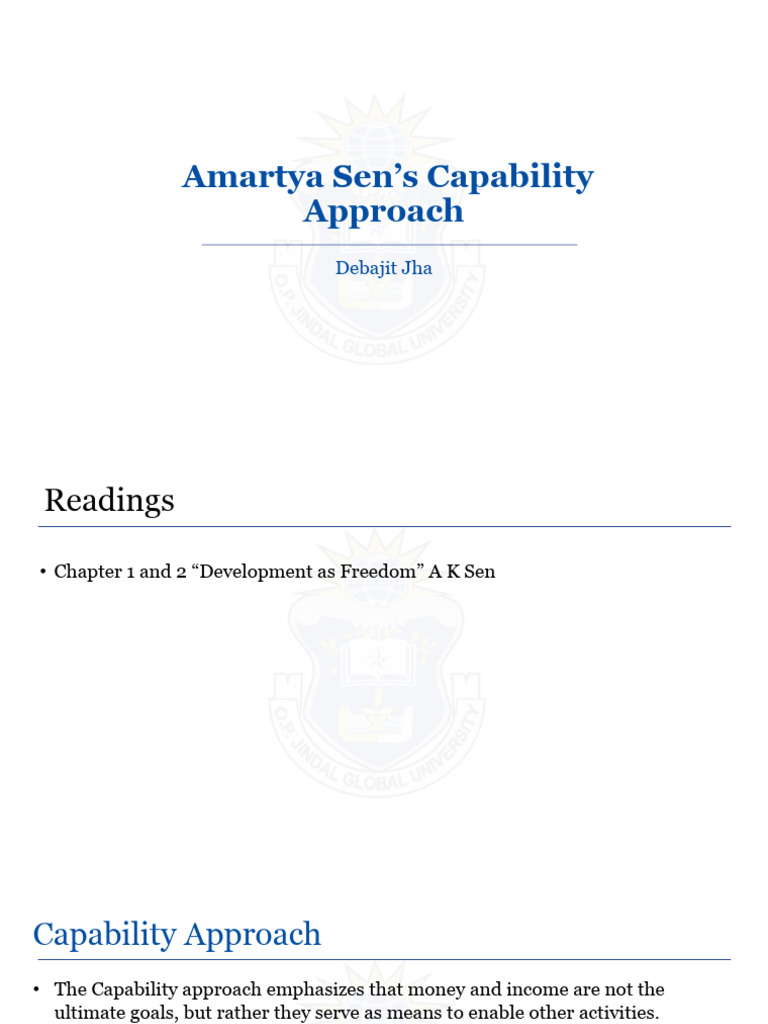 Amartya Sen's Capability Approach Explained | PDF | Economies