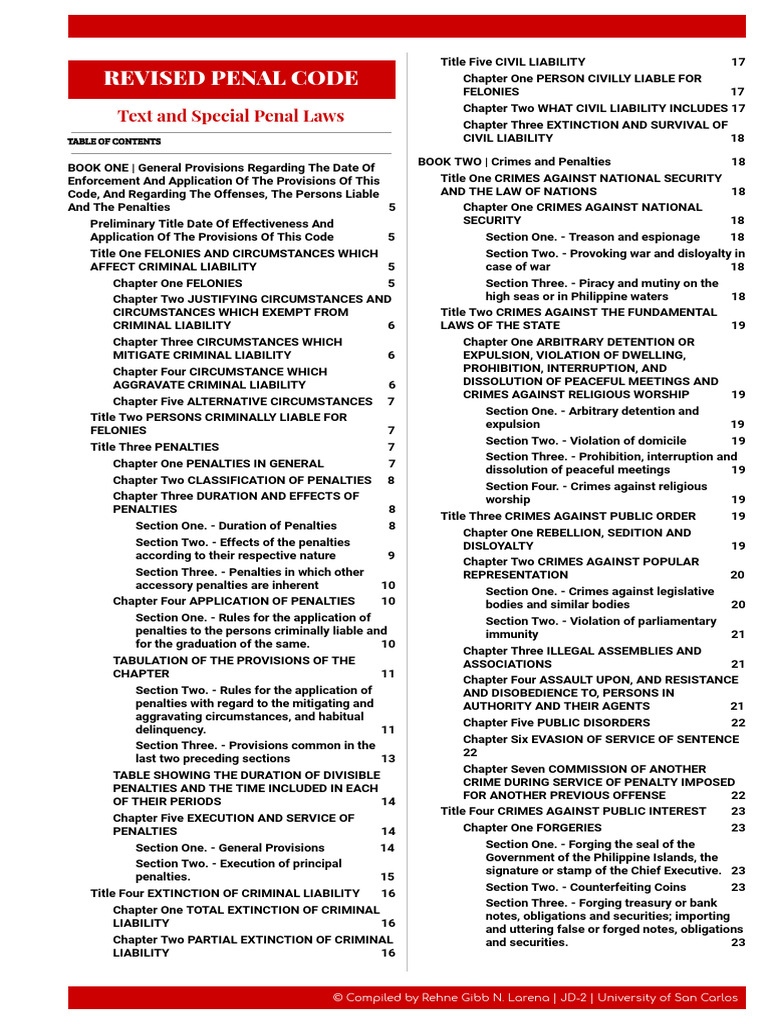 Codal Revised Penal Code and Special Penal Laws | PDF | Felony | Crime ...