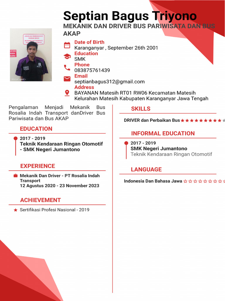 CV Septian Bagus Triyono New | PDF