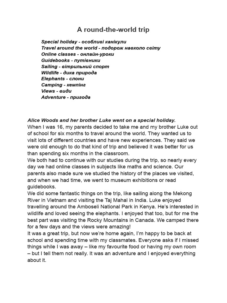 A Round-The-World Trip | PDF | Social Science | Travel