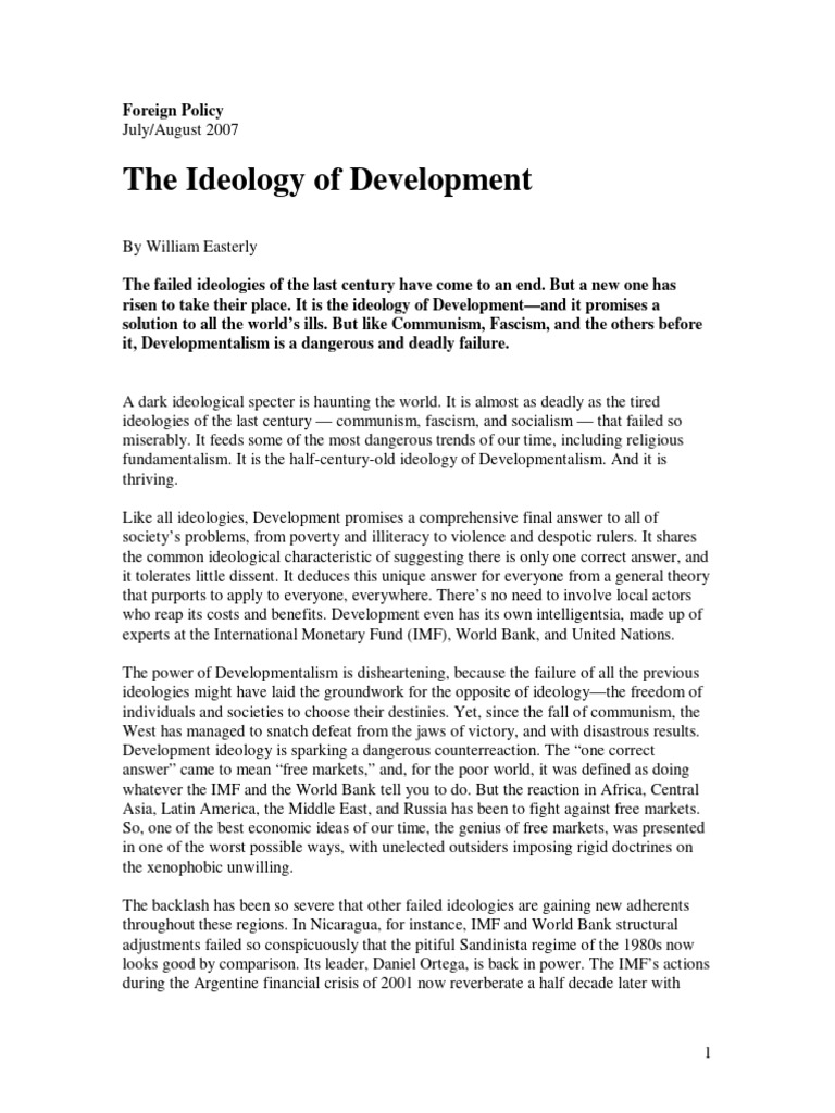 Easterly - The Ideology of Development | PDF | Poverty Reduction | Poverty