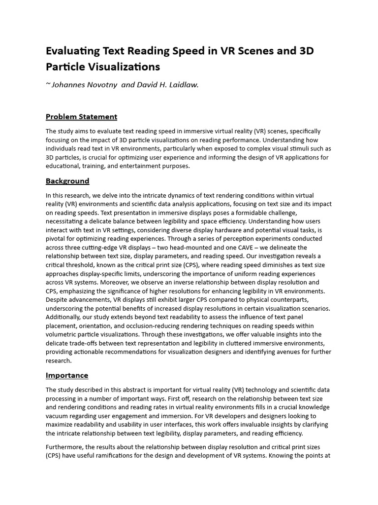 Evaluating Text Reading Speed in VR Scenes and 3D Particle ...