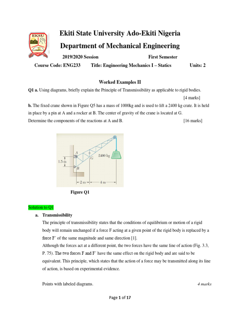 Engineering Mechanics I: Statics Solutions | PDF | Friction | Force