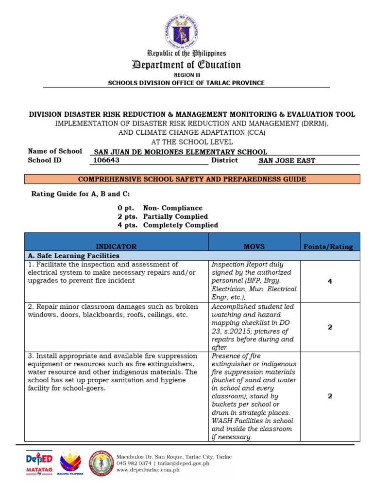 DRRM Evaluation and Monitoring Tool 1 | PDF | Emergency Management ...