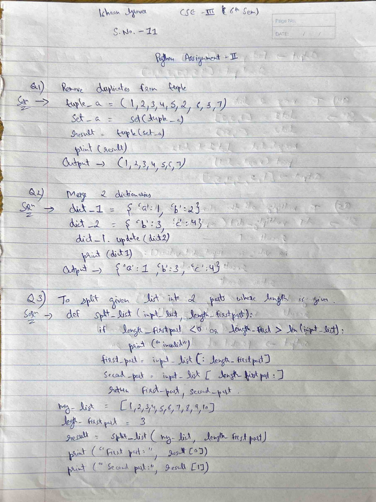 11 - Ishaan Grover - Python Assignment 2 | PDF