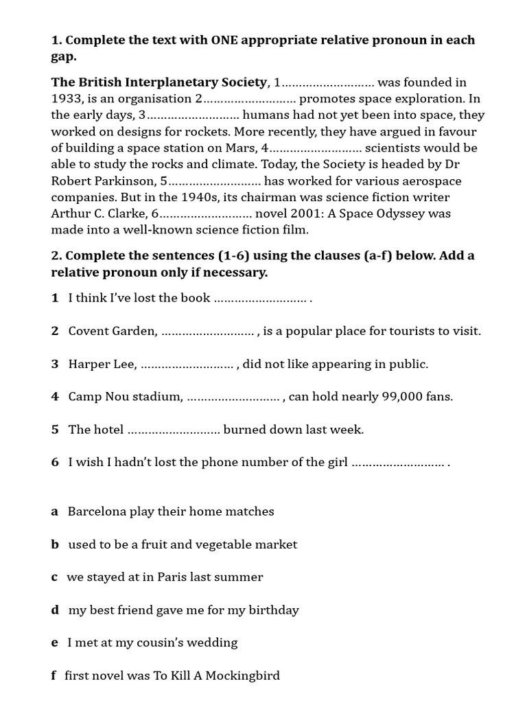 Relative Clause B2 | PDF