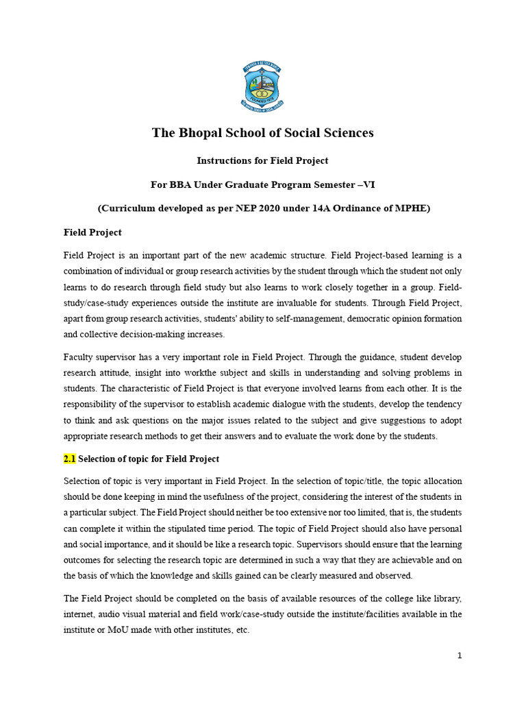 Project Guideline _Management _BBA_VI sem- 2023-24 | PDF