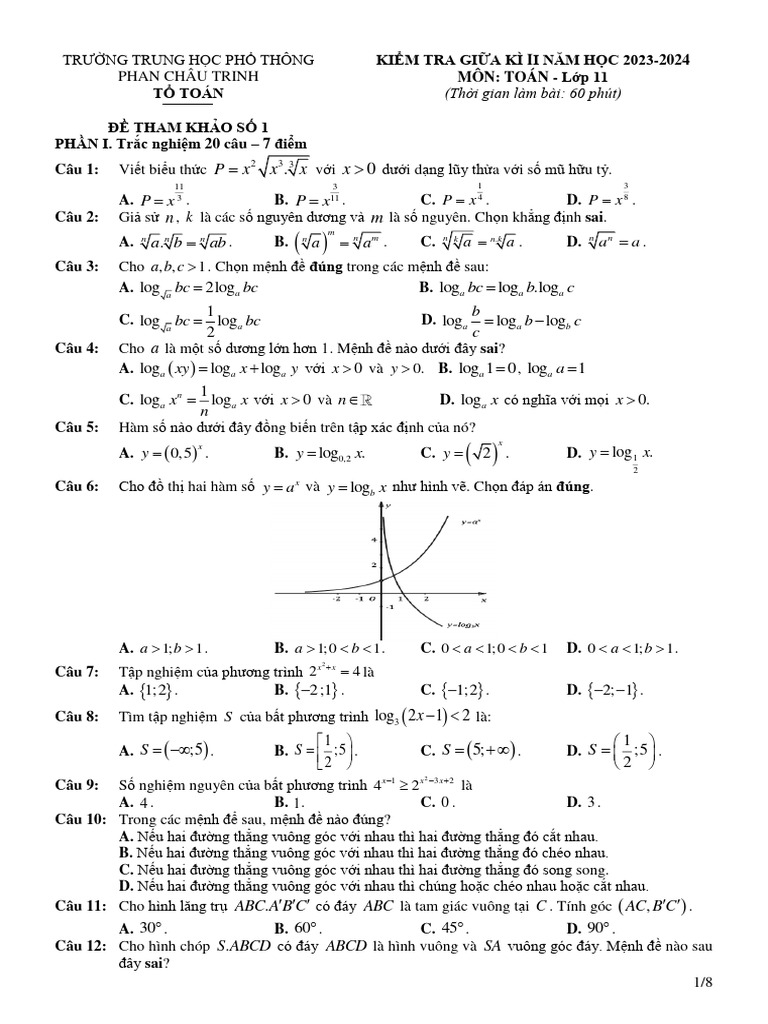 On Tap Kiem Tra Giua Ky II Toan 11 | PDF