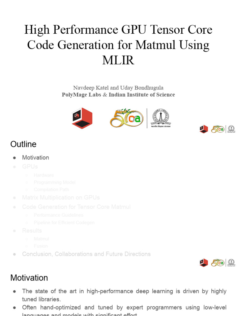 2021 08 26 High Performance GPU Tensor CoreCode Generation For Matmul Using MLIR | PDF ...