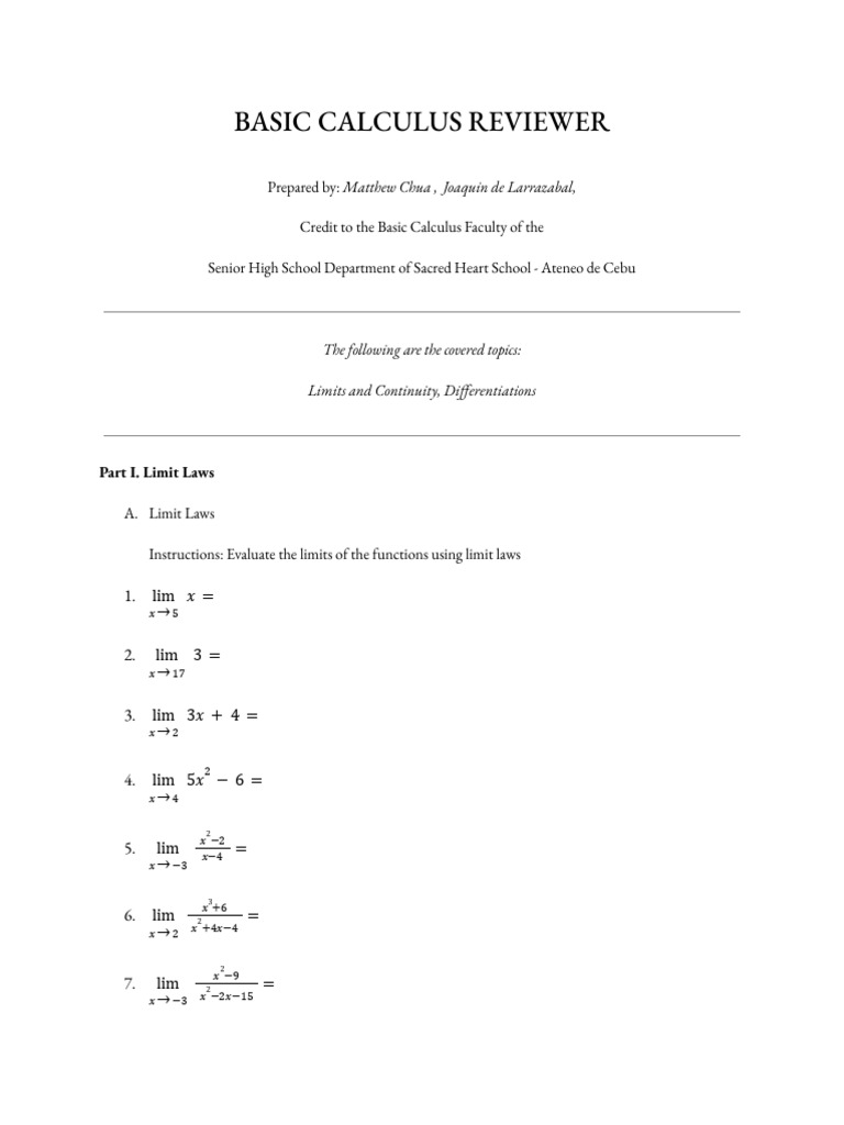 Basic Calculus Midterm Reviewer | PDF | Derivative | Economics