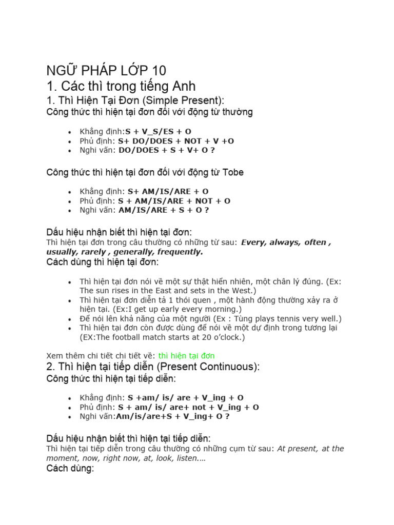 NG Pháp L P 10 | PDF