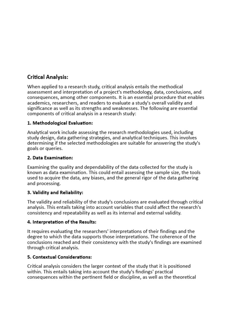Critical analysis and SOPs for critical evaluation | PDF | Critical ...