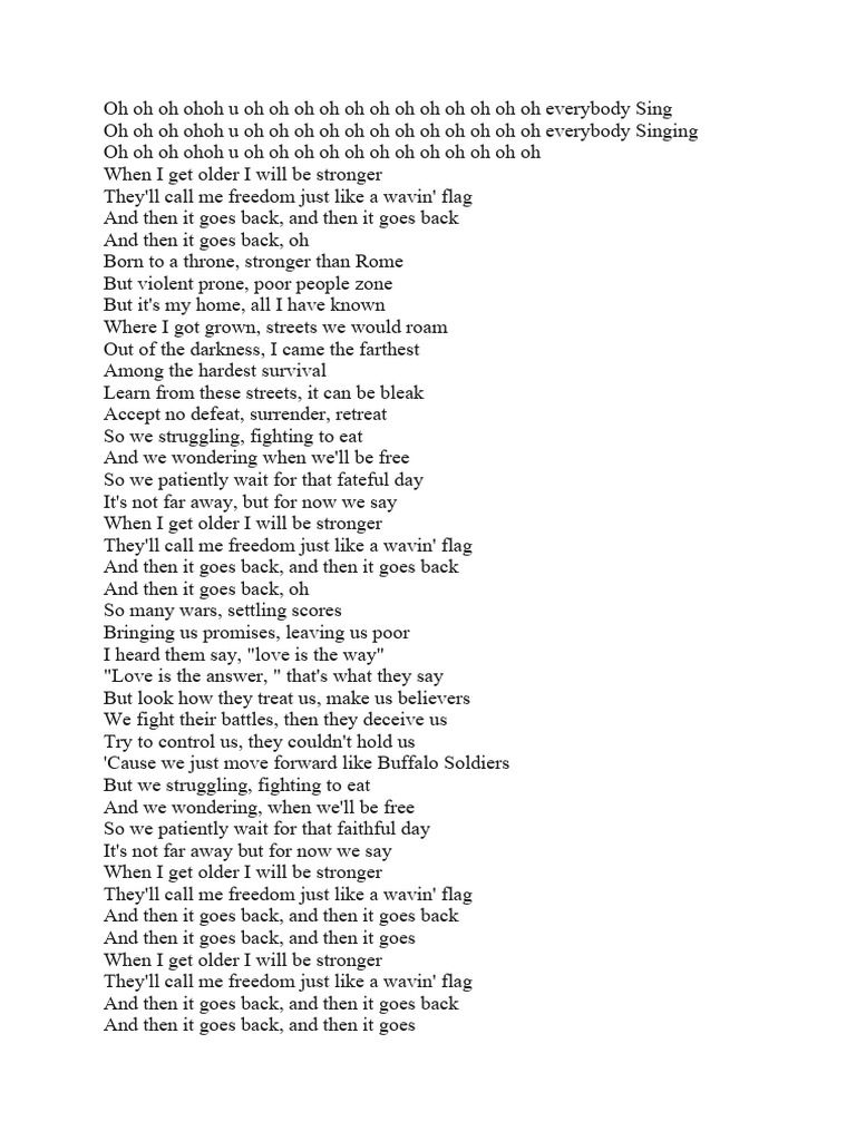 Lyrics Wavin FLag | PDF