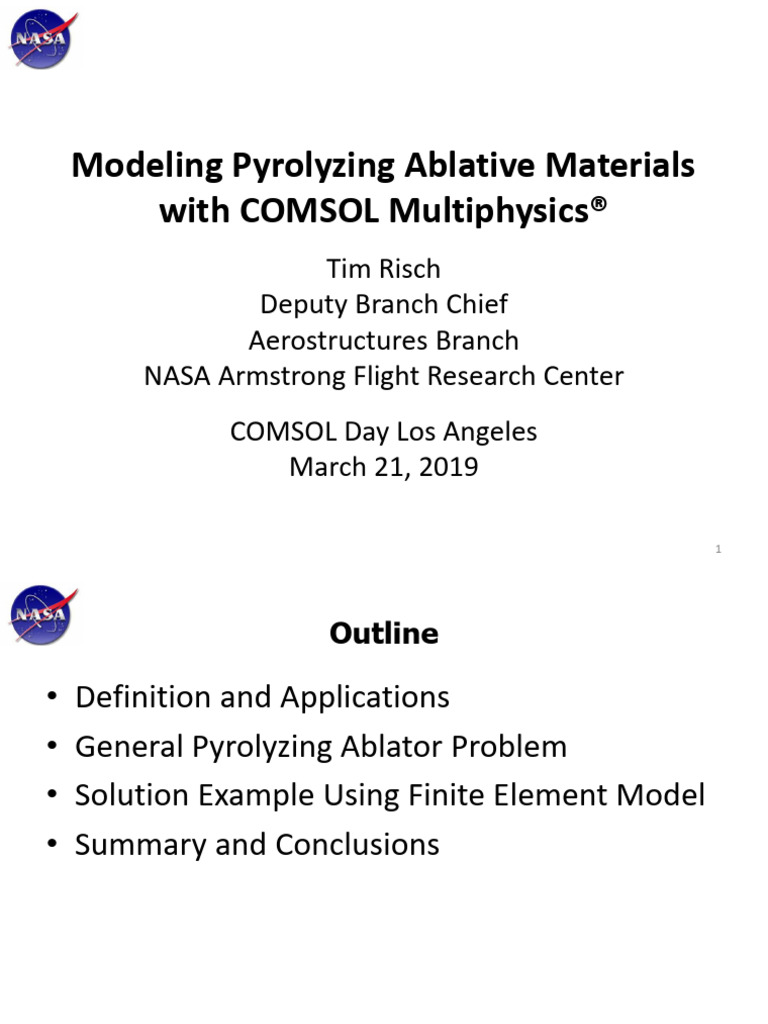 Modeling Pyrolyzing Ablative Materials With COMSOL Multiphysics | PDF ... Modeling Pyrolyzing Ablative Materials With COMSOL Multiphysics | PDF ...