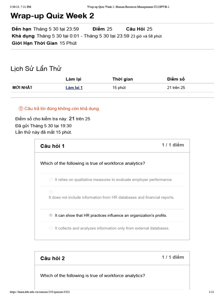 HR Management Quiz for Students | PDF | Human Resource Management ...
