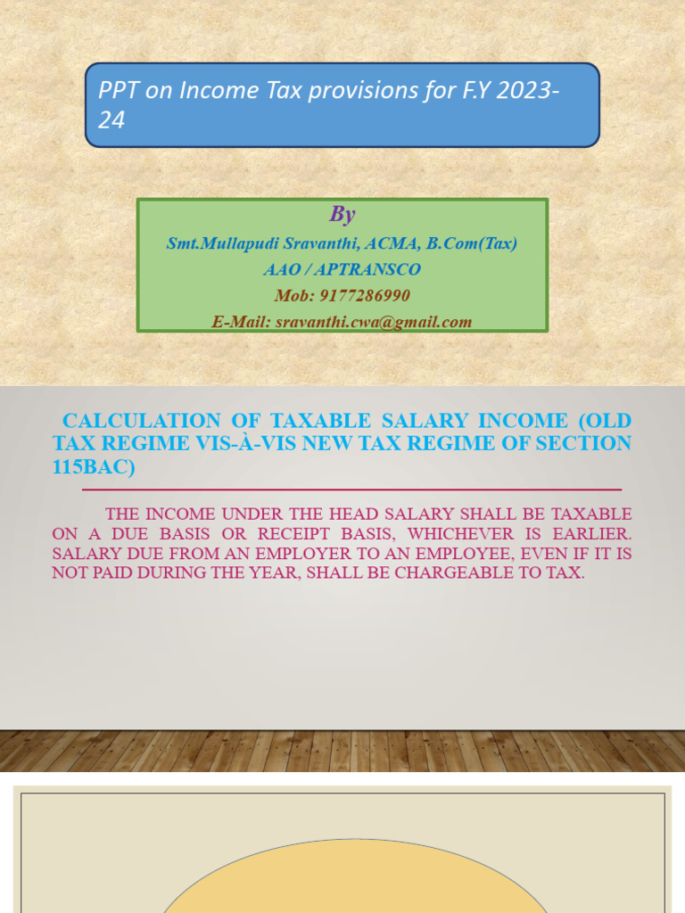 IT PPT for F.Y 2023-24 (2) | PDF | Income Tax | Government Finances