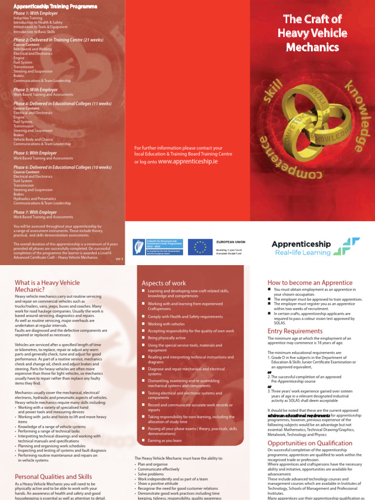 Heavy Vehicle Mechanics v4 A4 Brochure | PDF | Apprenticeship | Truck