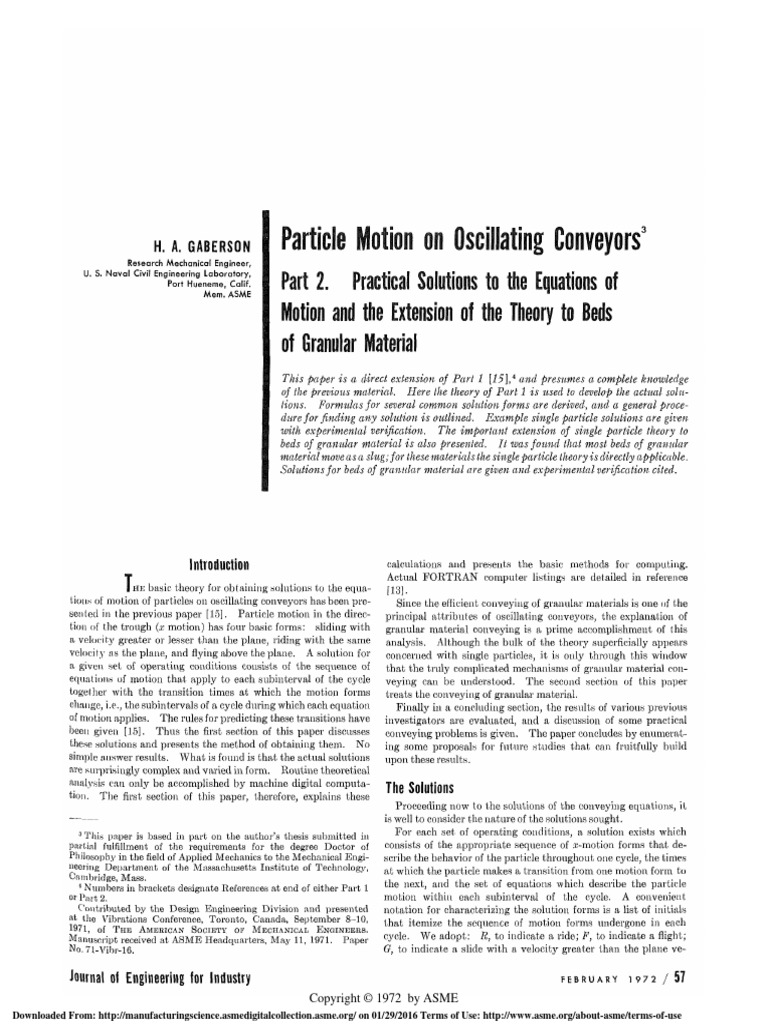 1972 Particle Motion on Oscillating Conveyors II | PDF | Equations | Velocity