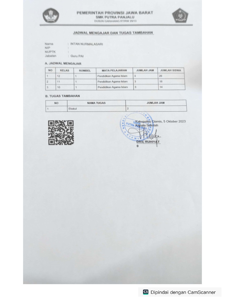 Jadwal Bu Intan | PDF