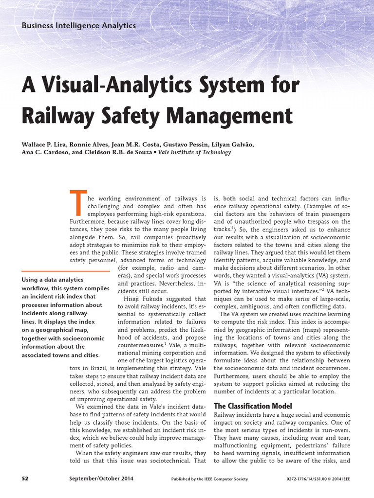 A Visual-Analytics System For Railway Safety Management | PDF | Literacy | Machine Learning