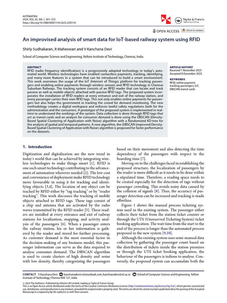 An Improvised Analysis of Smart Data For IoT-based Railway System Using RFID | PDF | Radio ...