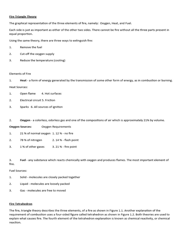 Fire Triangle Theory | PDF | Combustion | Fires