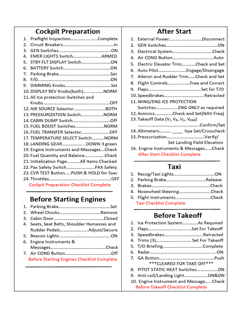 Sim_Checklist_20210706 | PDF | Landing Gear | Flight Control Surfaces