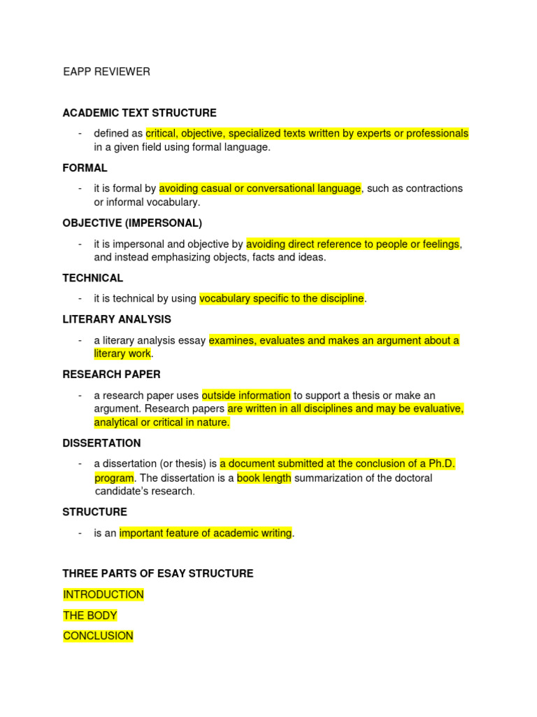 Eapp Reviewer Updated | Download Free PDF | Thesis | Vocabulary