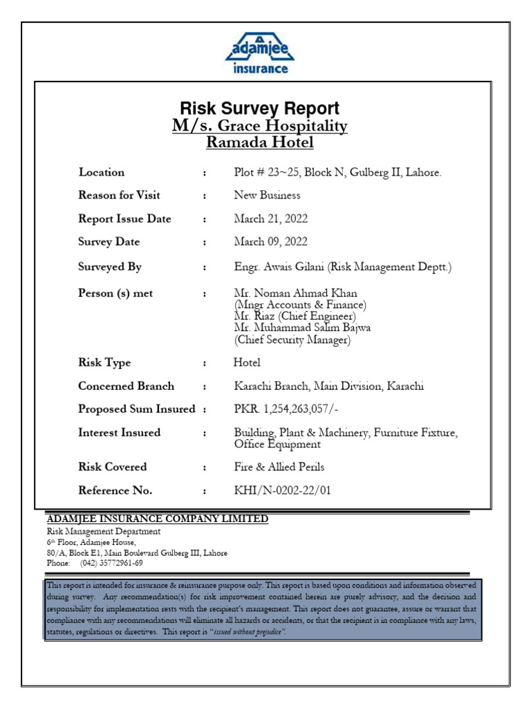Grace Hospitality - Ramada Hotel March 2022 (Final Report) | PDF ...